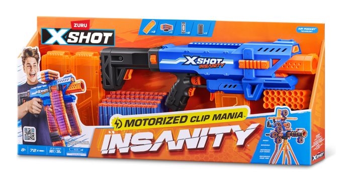 XShot Insanity Motorized Clip Mania Blaster Toy with 72 Darts ...