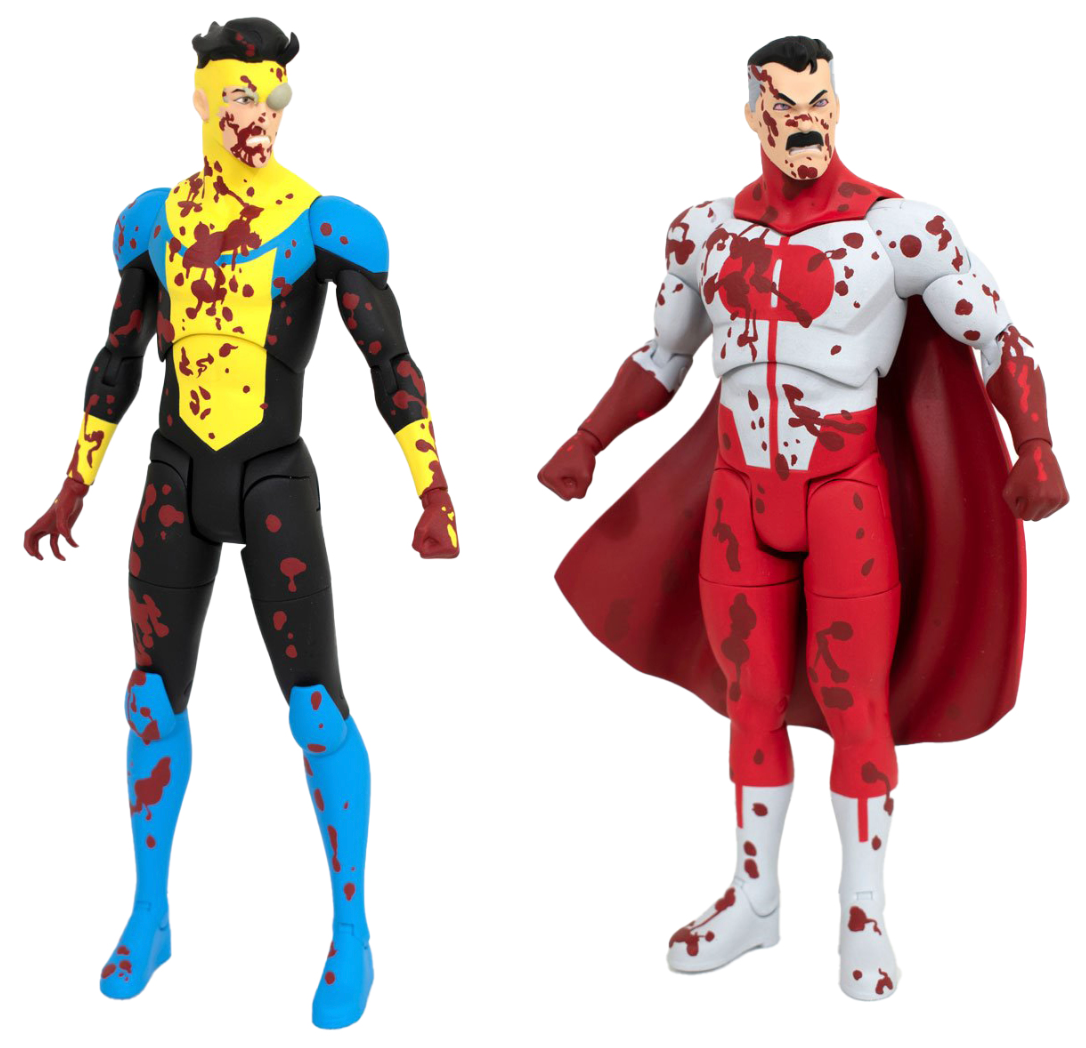 Invincible Bloody Omni-Man and Invincible Deluxe 7" Action Figure 2-Pa ...